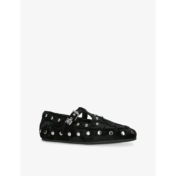 GANNI Mary Jenny Studded Velour Moccasins