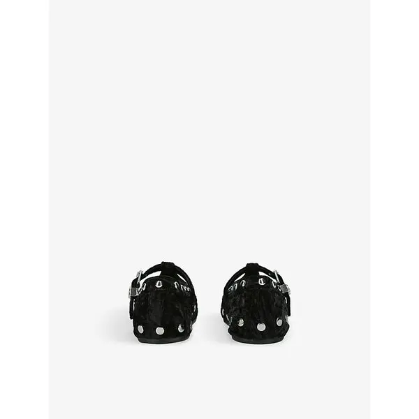 GANNI Mary Jenny Studded Velour Moccasins