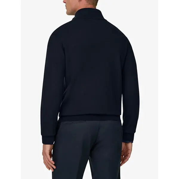 Boggi Milano Mock-neck Full-zip Merino Wool Jumper