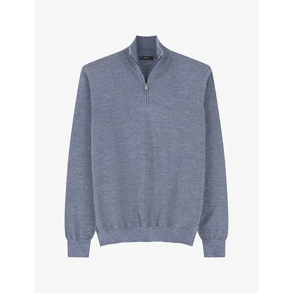 Boggi Milano Mock-neck Half-zip Merino Wool Jumper