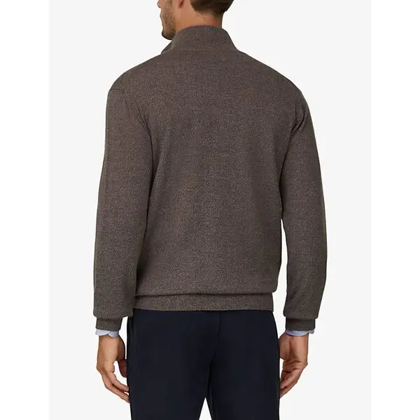Boggi Milano Mock-neck Full-zip Merino Wool Jumper