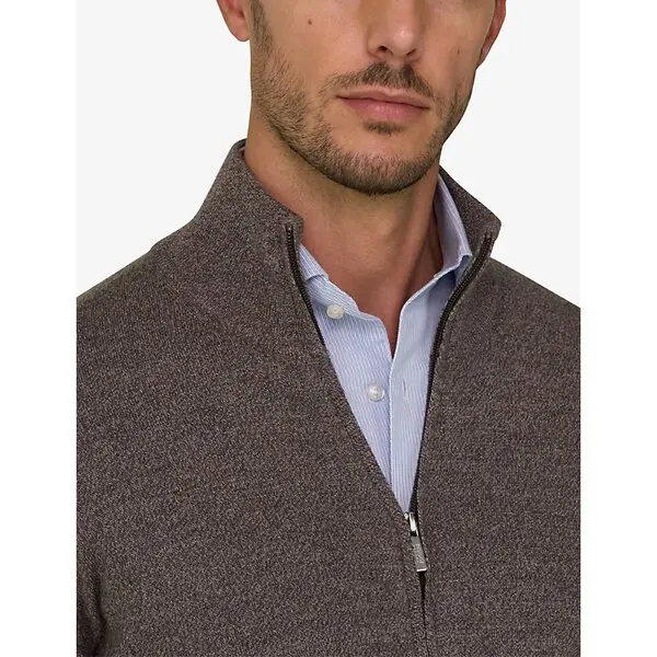 Boggi Milano Mock-neck Full-zip Merino Wool Jumper