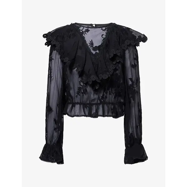 Paige Akari Embroidered Silk Top