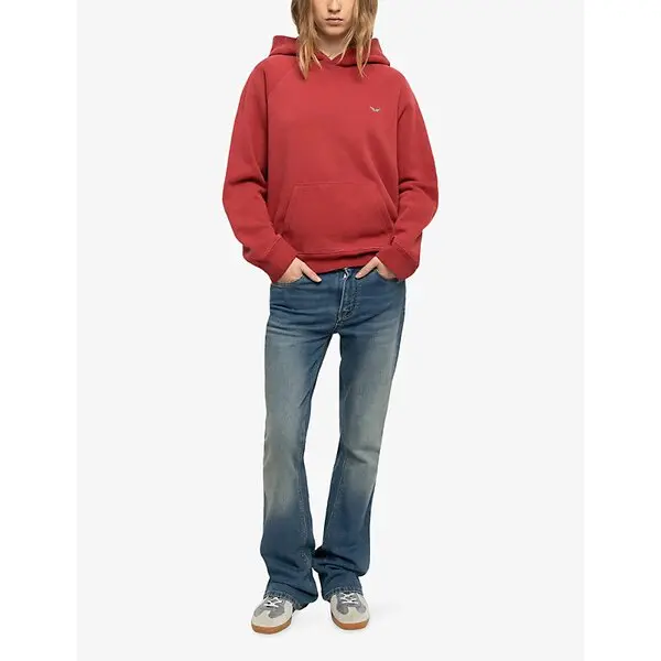 Zadig&Voltaire Georgy Rhinestone-embellished Cotton-blend Hoody - Cherry