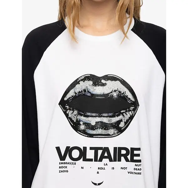 Zadig&Voltaire Walkra Rhinestone-embellished Cotton-jersey T-shirt - White