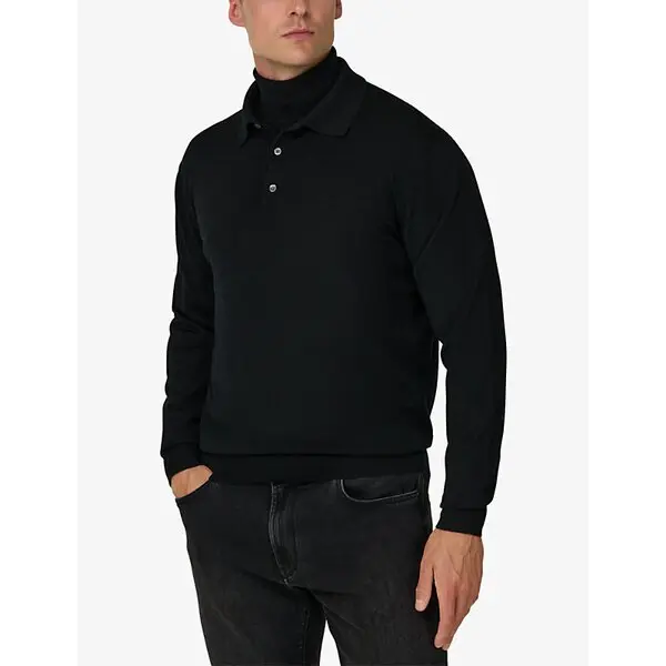 Boggi Milano Polo-collar Regular-fit Merino Wool Jumper