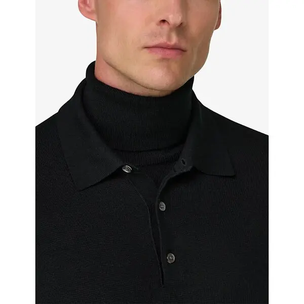 Boggi Milano Polo-collar Regular-fit Merino Wool Jumper