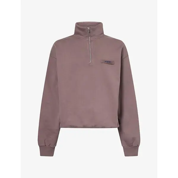 Jacquemus The Gros Grain Half-zip Cotton-jersey Sweatshirt - Brown
