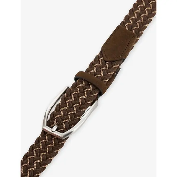 Boggi Milano Suede-trim Woven Wool-blend Belt