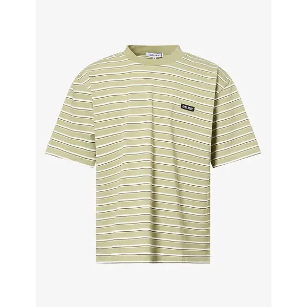 BELIER Earl Striped Cotton T-shirt - Olive