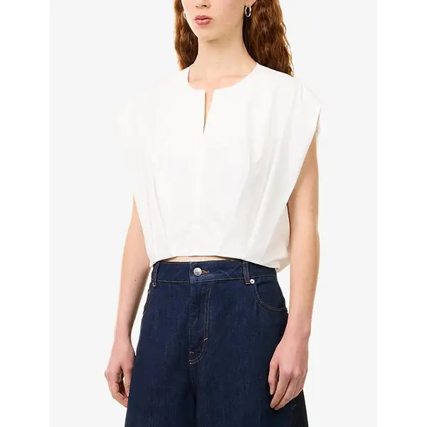 Simkhai Wrenli Pleated Cotton-blend Top