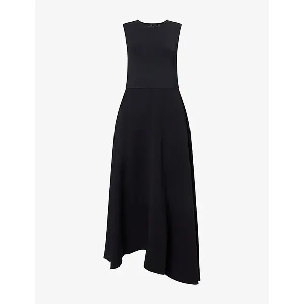 Theory Flared Crepe Maxi Dress - Black