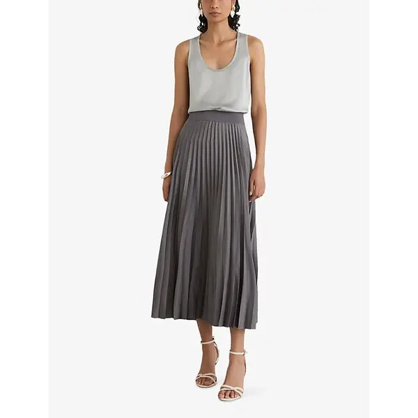 REISS Ruby Scoop-neck Satin Vest Top - Grey