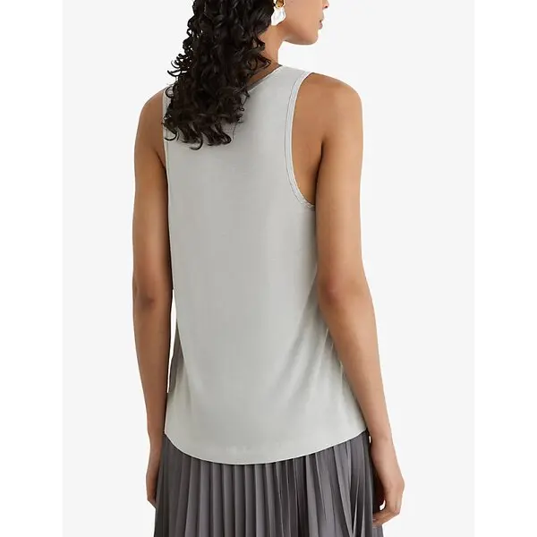 REISS Ruby Scoop-neck Satin Vest Top - Grey