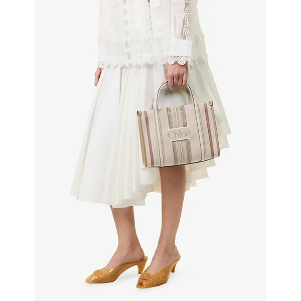 Chloé Woody Loop Small Cotton-canvas Tote Bag - Nude