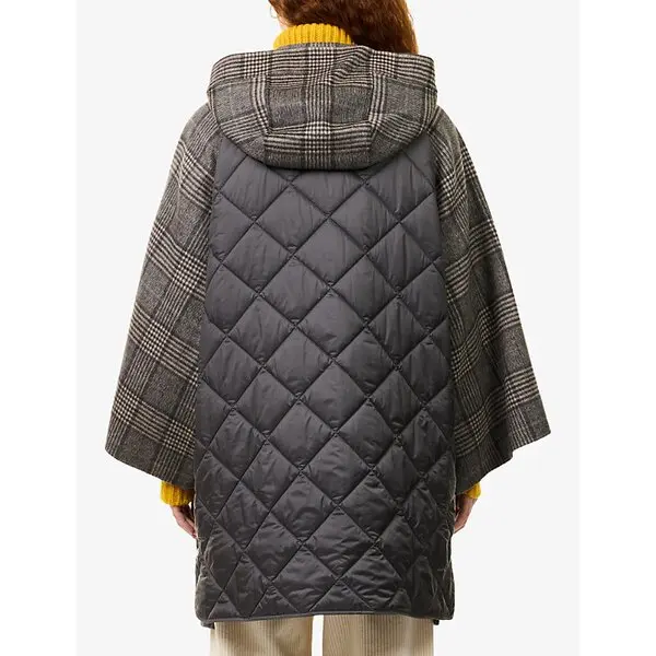 Max Mara Hooded Graphic-pattern Wool Coat
