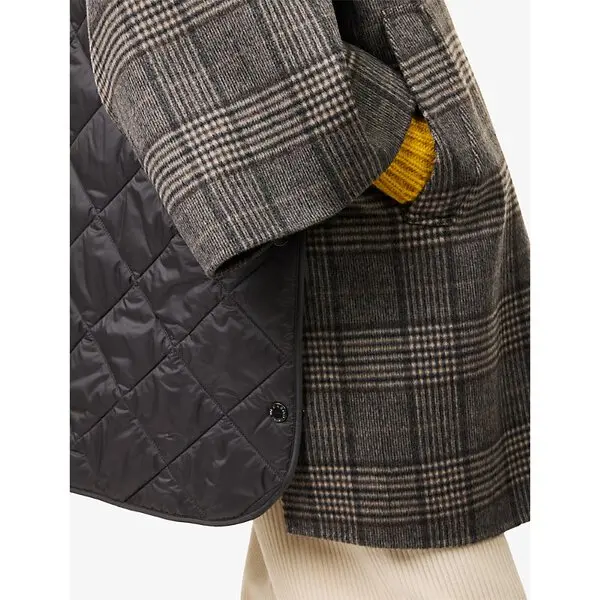 Max Mara Hooded Graphic-pattern Wool Coat