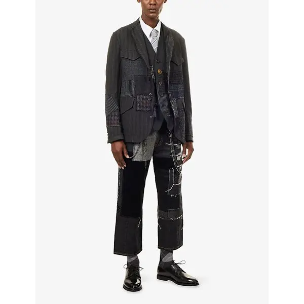 Junya Watanabe Selvedge Patchwork Cropped Denim Jeans