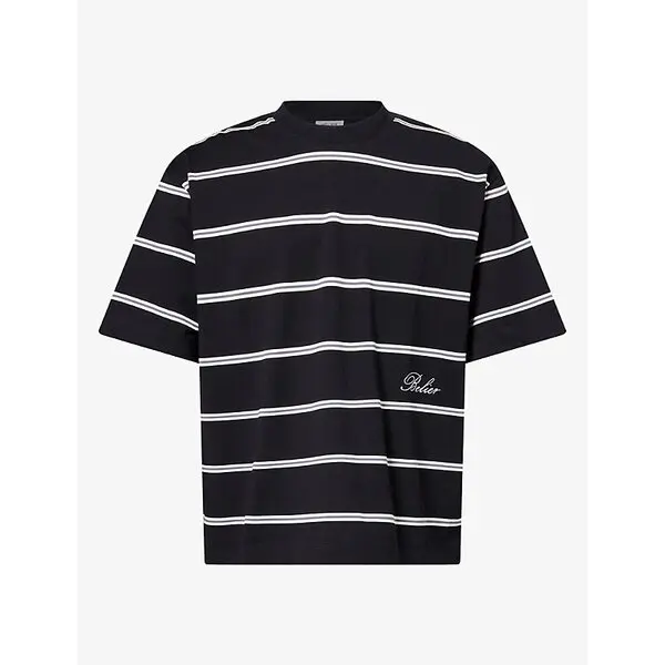 BELIER Jordan Striped Cotton-blend T-shirt - Black