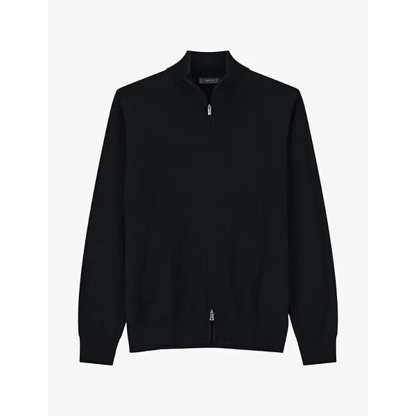 Boggi Milano Mock-neck Full-zip Merino Wool Jumper Xxl