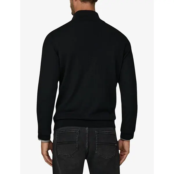 Boggi Milano Mock-neck Full-zip Merino Wool Jumper Xxl