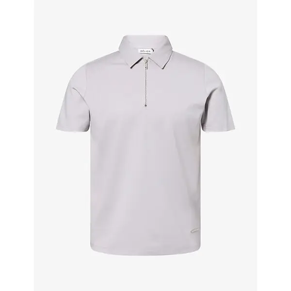 BELIER Pebble Zipped Jersey Polo Shirt - Grey