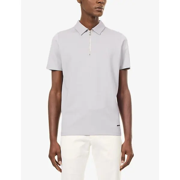 BELIER Pebble Zipped Jersey Polo Shirt