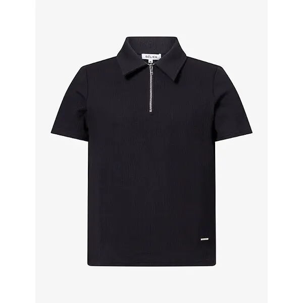 BELIER Edwin Textured Cotton-blend Polo Shirt - Black