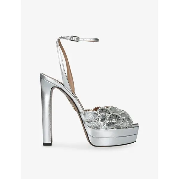AQUAZZURA Ce Soir 130 Plateau Leather Sandals