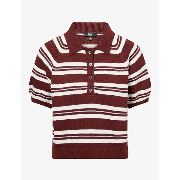 Paige Birch Striped Cotton-blend Top - Garnet Multi