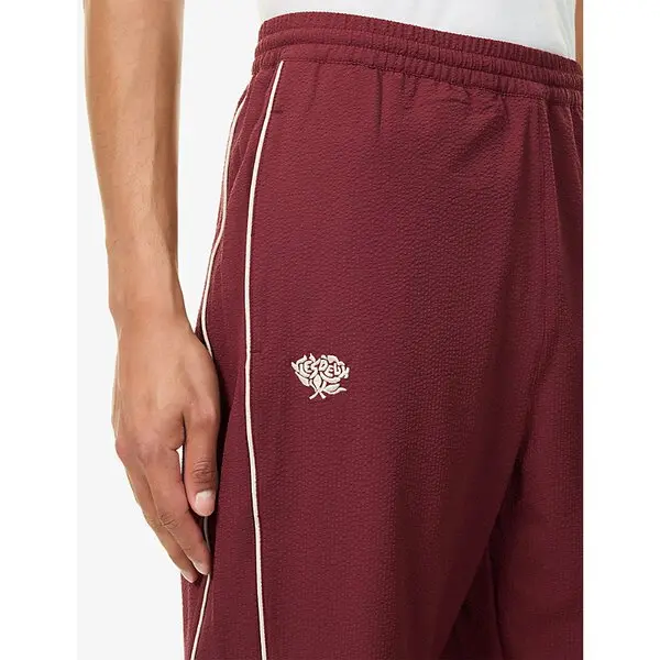 LES DEUX Crinkled Seersucker Woven Track Jogging Bottoms