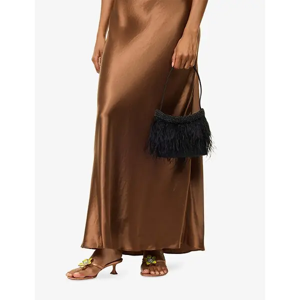 Staud Winslow Feathered Silk Shoulder Bag