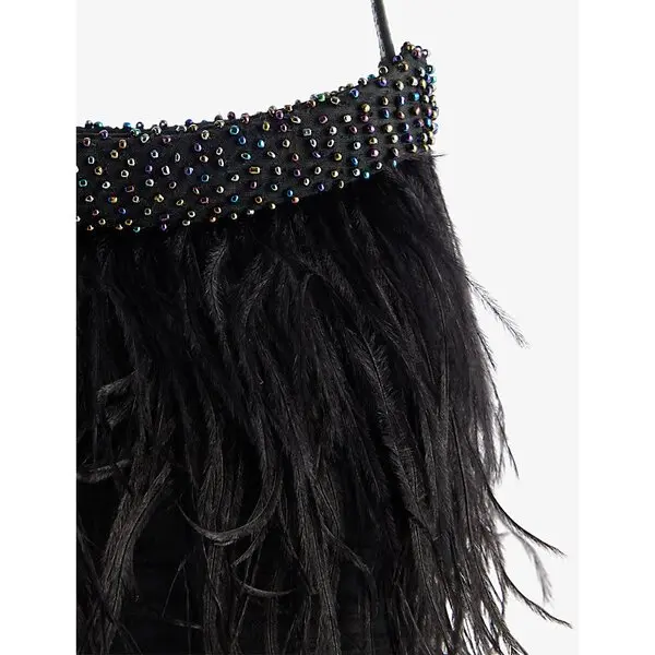 Staud Winslow Feathered Silk Shoulder Bag