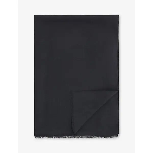 Boggi Milano Frayed-trim Wool And Silk Scarf