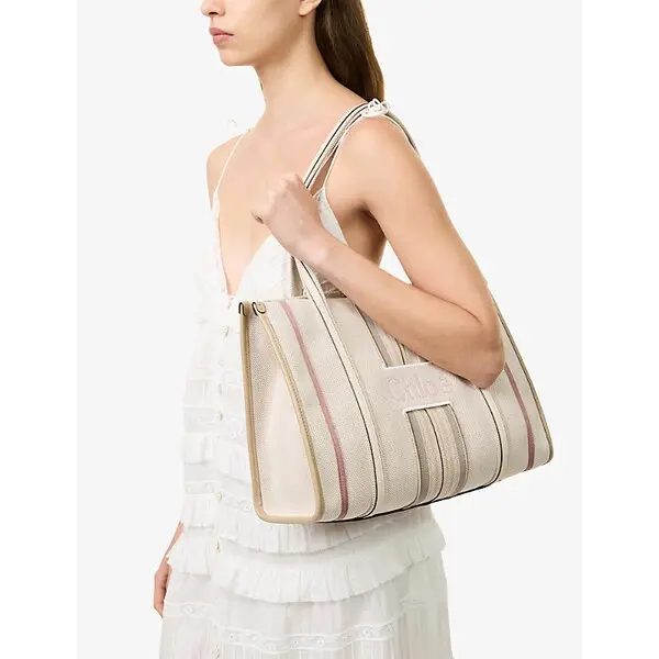 Chloé Woody Loop Medium Cotton-canvas Tote Bag