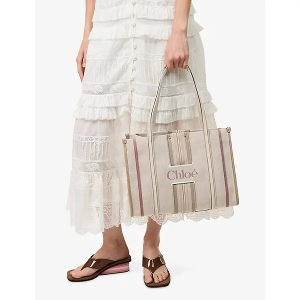 Chloé Woody Loop Medium Cotton-canvas Tote Bag