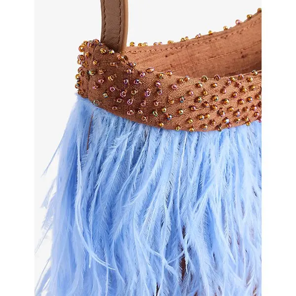 Staud Winslow Feathered Silk Shoulder Bag
