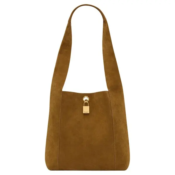Saint Laurent Tanger Suede Hobo Shoulder Bag 'biscuit - Brown