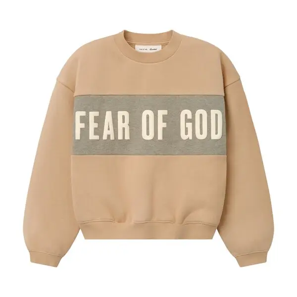 Fear Of God Cropped Relaxed Panelled Sweatshirt 'ginger/ Seal Heather