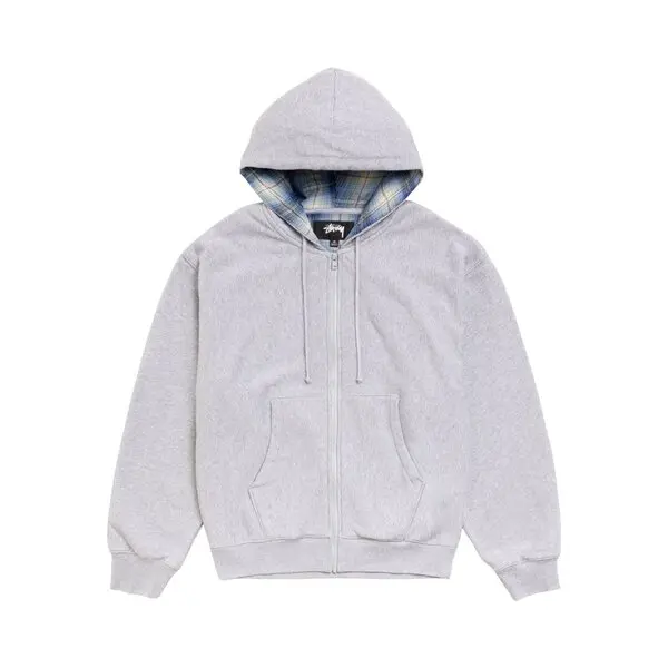 StÜssy Plaid Lined Zip Hoodie Heather