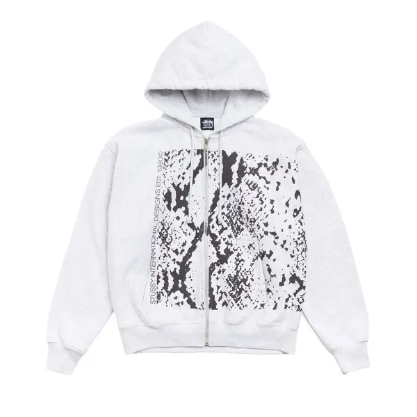 StÜssy Snakeskin Zip Hoodie 'ash Heather