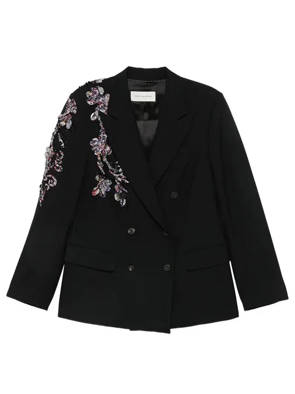 Dries Van Noten Double-breasted Regular Fit Jacket Wit - Black