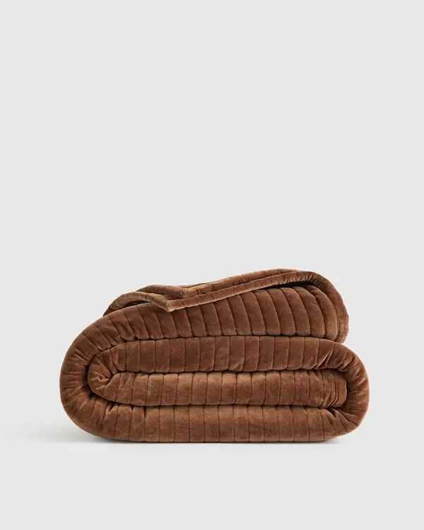 Quince Cotton Velvet Horizontal Channel Quilt - Chestnut