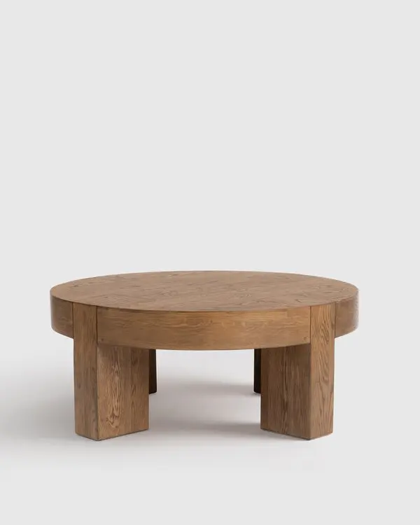 Quince Reclaimed Oak Round Coffee Table - Cafe Brown