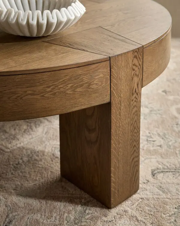 Quince Reclaimed Oak Round Coffee Table - Cafe Brown
