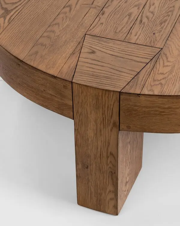 Quince Reclaimed Oak Round Coffee Table - Cafe Brown