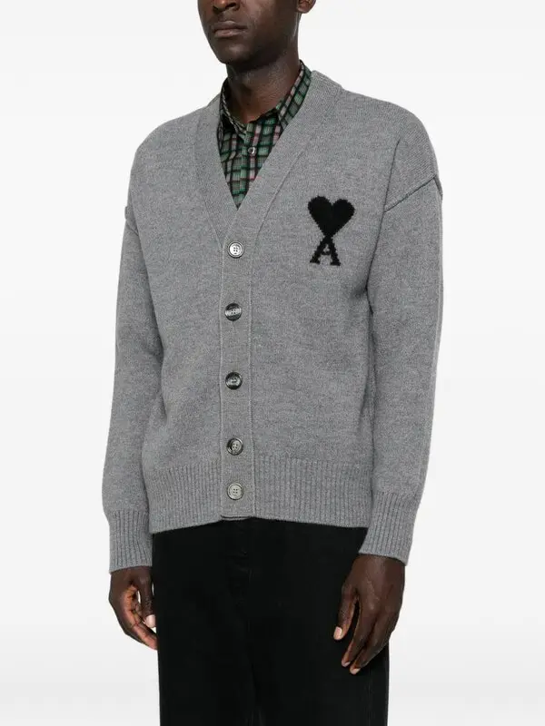 AMI Paris De Coeur Wool Cardigan