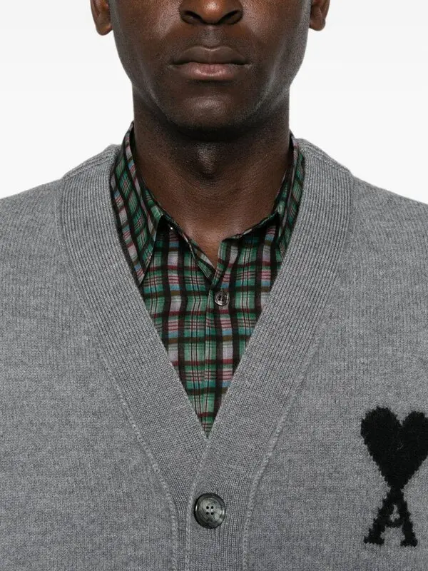 AMI Paris De Coeur Wool Cardigan