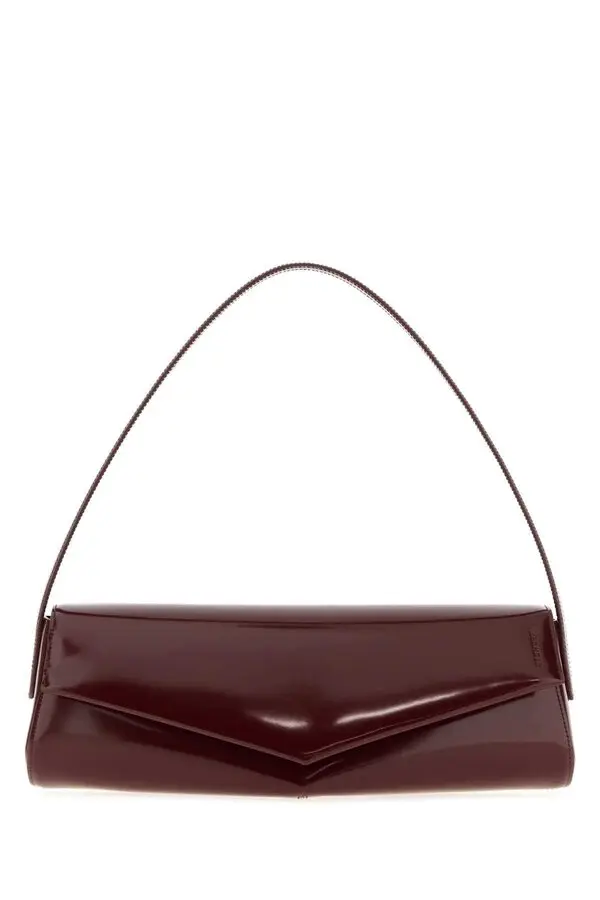 JIL SANDER Burgundy Leather Kante Shoulder Bag