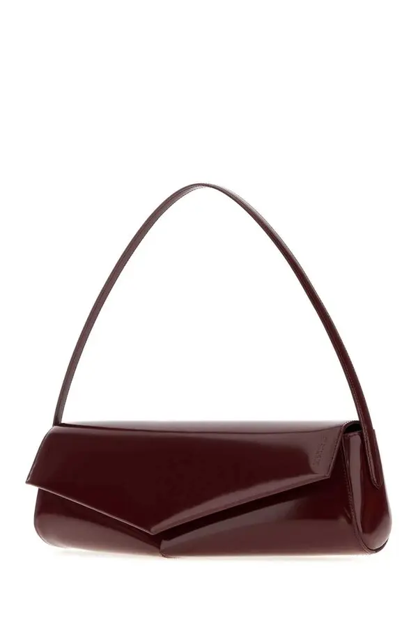 JIL SANDER Burgundy Leather Kante Shoulder Bag